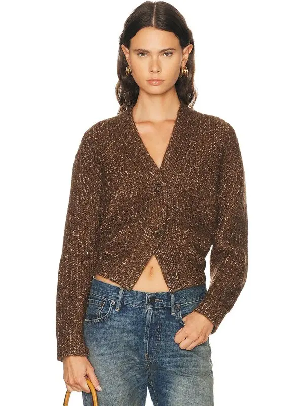 R13 Split Hem Ribbed Cardigan - Heather Brown