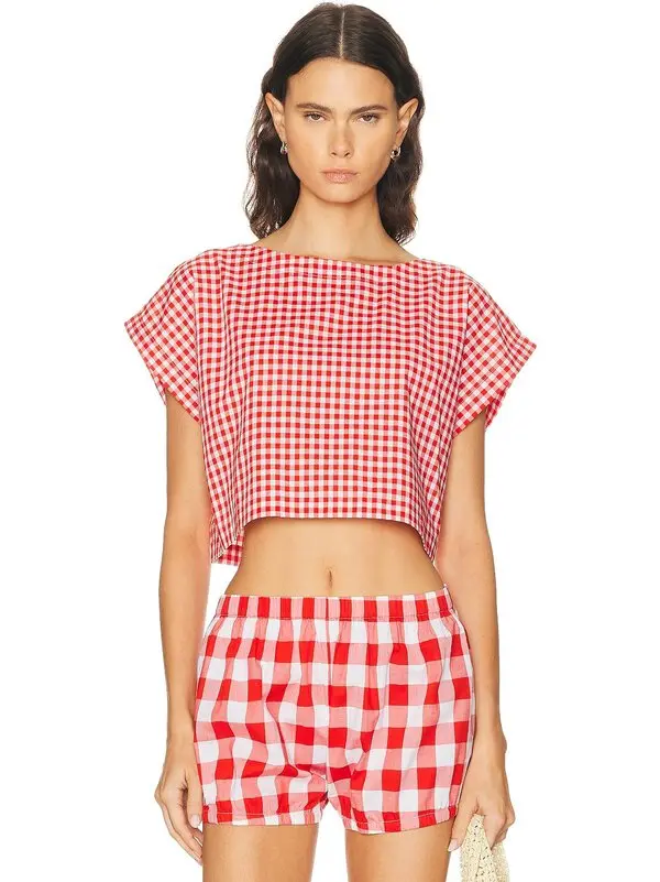 Suzie Kondi Kori Top Gingham Check - Cherry Gingham