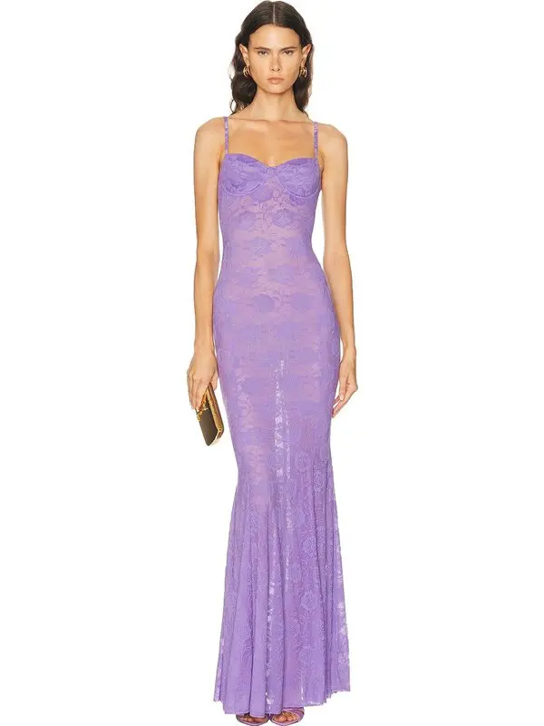 Norma Kamali Underwire Fishtail Gown - Lavender