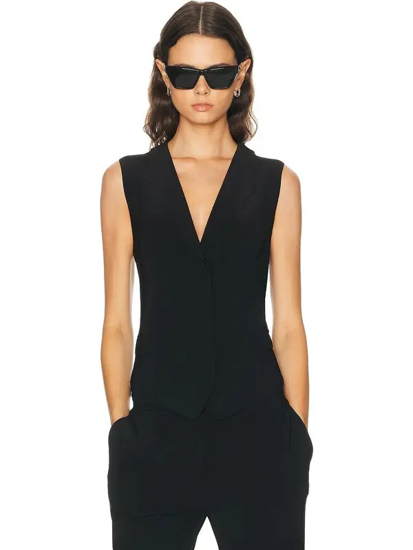 Norma Kamali Lapel Vest - Black