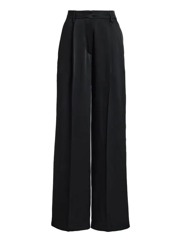 Dries Van Noten Satin Pleated Straight-leg Trousers - Black