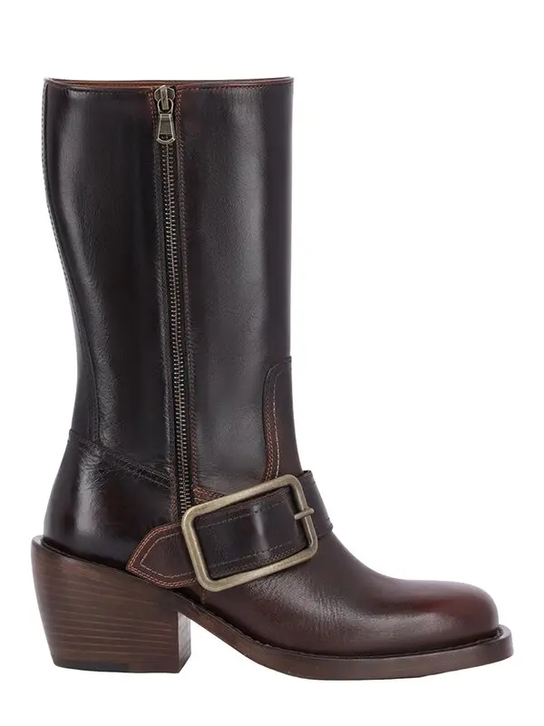 Dries Van Noten Buckled Leather Boots - Brown