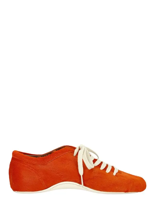 Dries Van Noten Arched Lace-up Leather Flats - Red