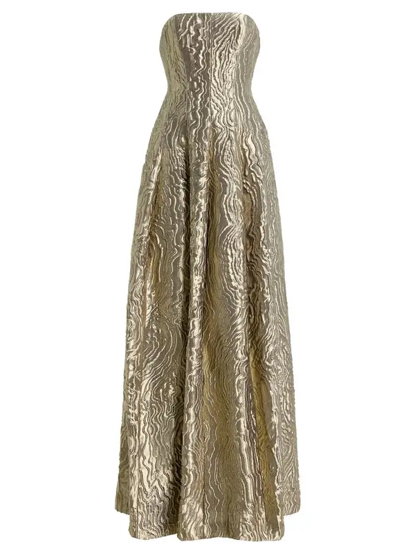 Simkhai Celeste Pleated Organza Gown - Gold