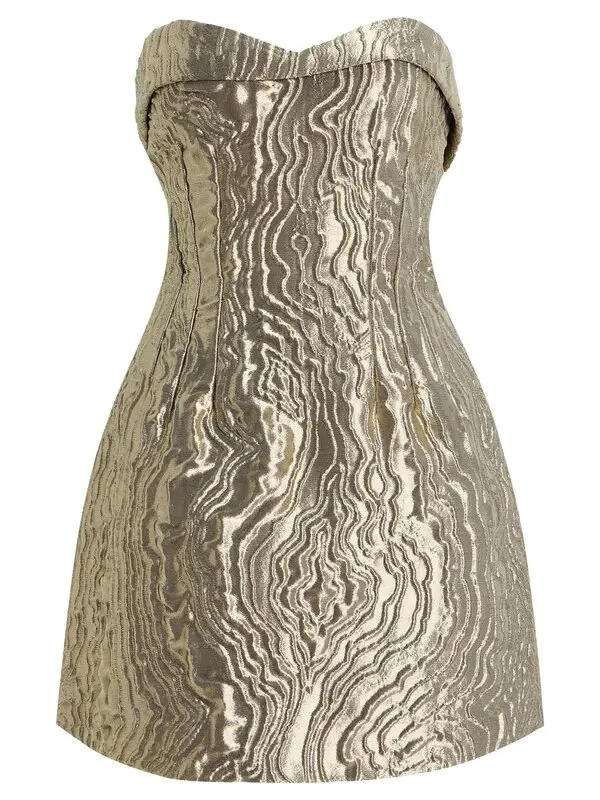 Simkhai Darcie Metallic Taffeta Mini Dress - Gold