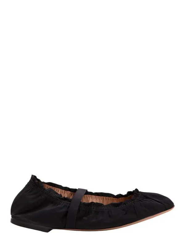 ODISSI Flora Nylon Ballerina Flats With Elasticated Strap - Black