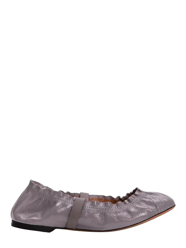 ODISSI Flora Patent Leather Ballerina Flats - Grey