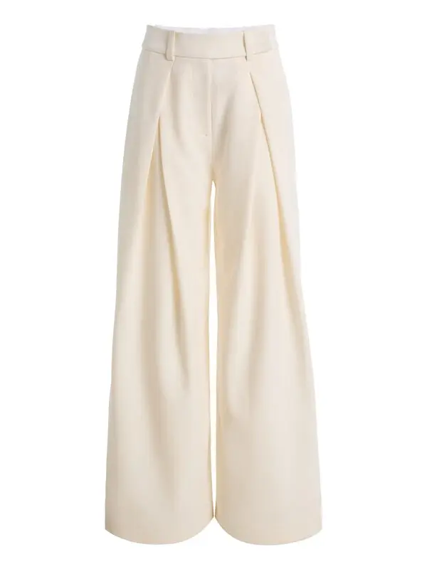 FAVORITE DAUGHTER Pleats For Days Crepe Wide-leg Pants - Ivory