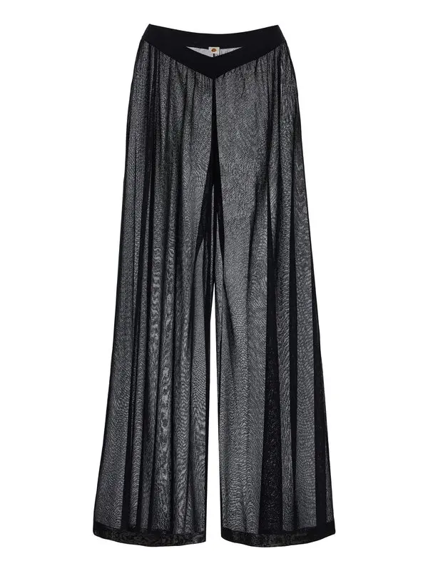 TROPIC OF C Sheer Palazzo Pant - Black