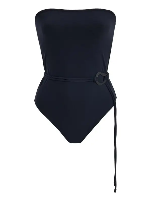 TROPIC OF C Strapless One-piece Swimsuit With Belted Waist - Black