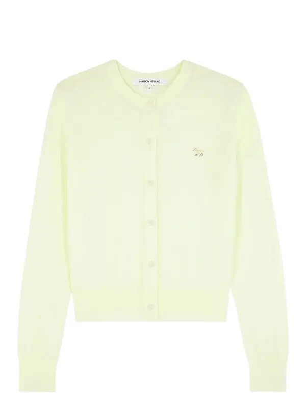 Maison Kitsuné Baby Fox Patch Knit Cardigan - Lemon