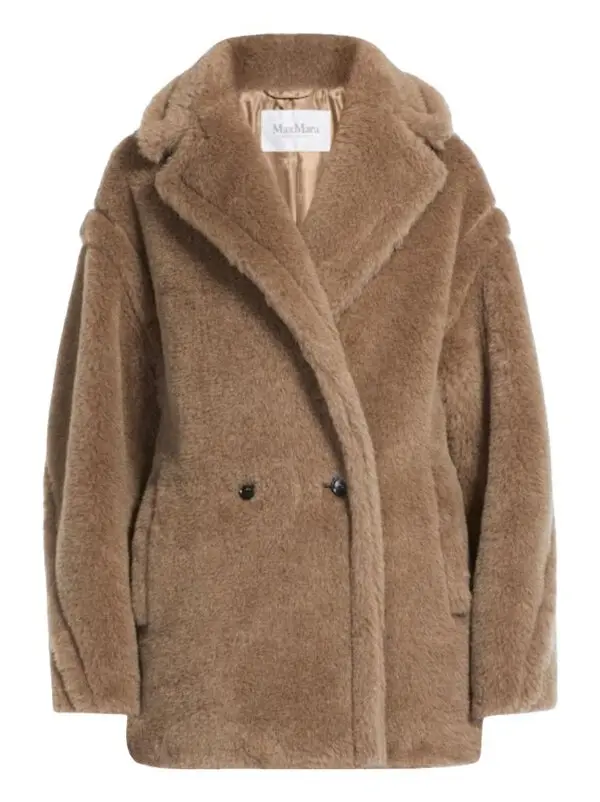 Max Mara Faux Fur Double-breasted Coat - Sand-colored