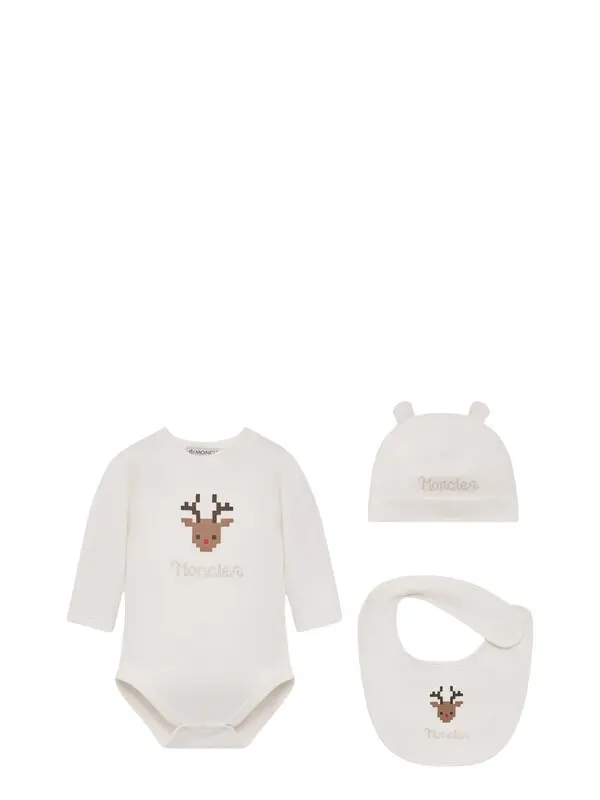 Moncler Printed Logo Cotton Set - White