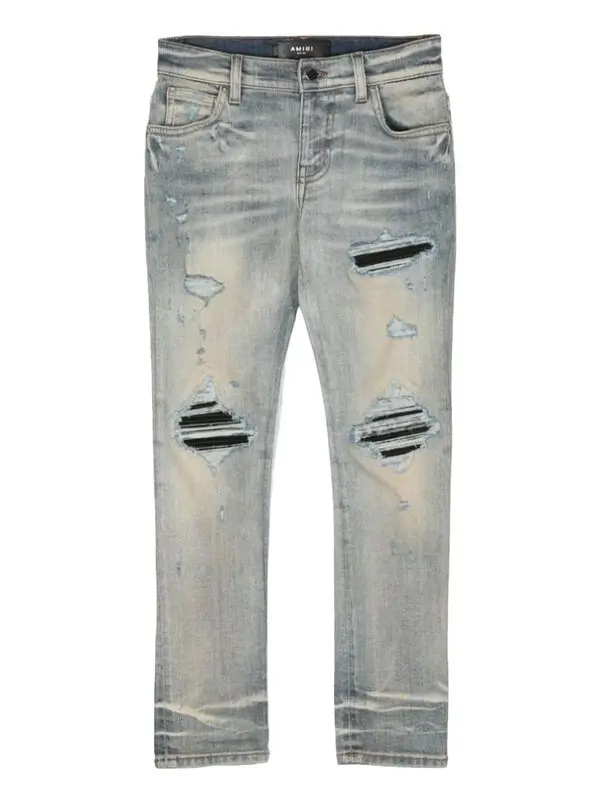 Amiri Distressed Straight-leg Jeans - Gray