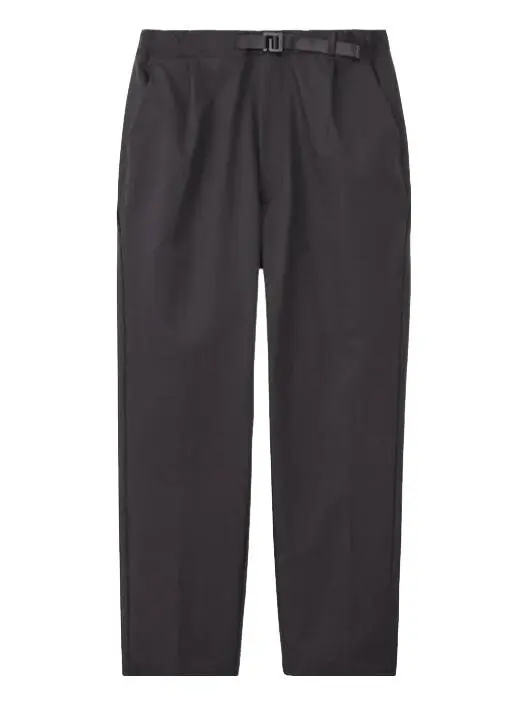 GOLDWIN One Tuck Tapered Stretch Pants With Belted Waist - Black