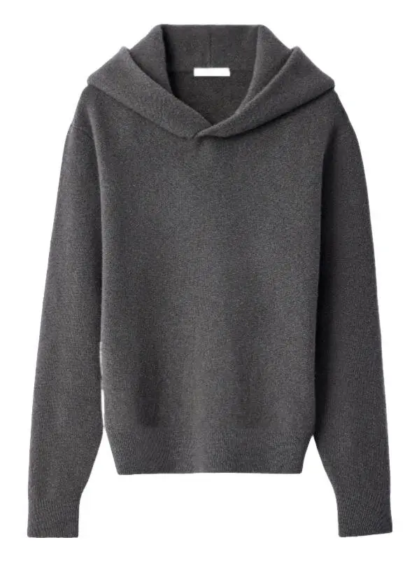 LEMAIRE Hooded Knitted Jumper - Stone