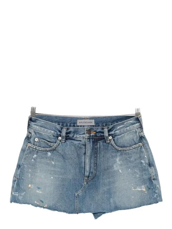 Balenciaga Belt-loop Denim Shorts - Gray
