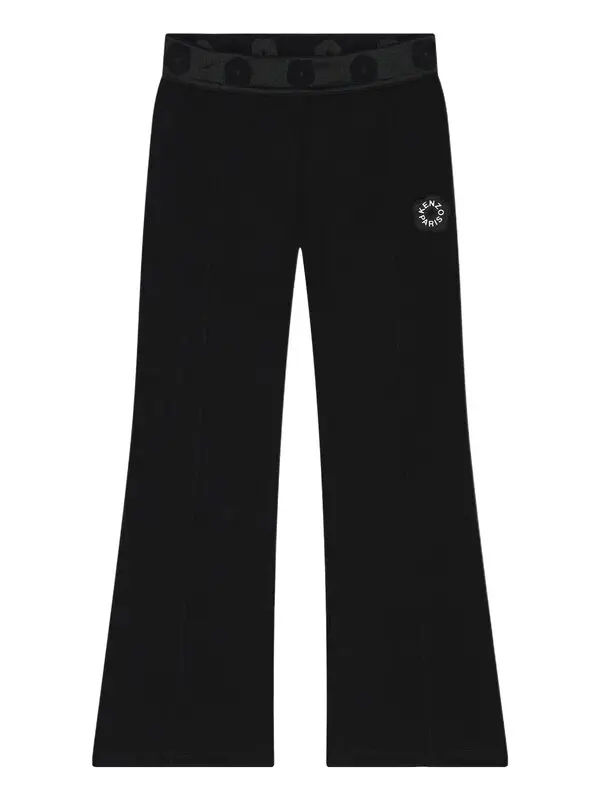 Kenzo Boke Flower-patch Flared Trousers - Black