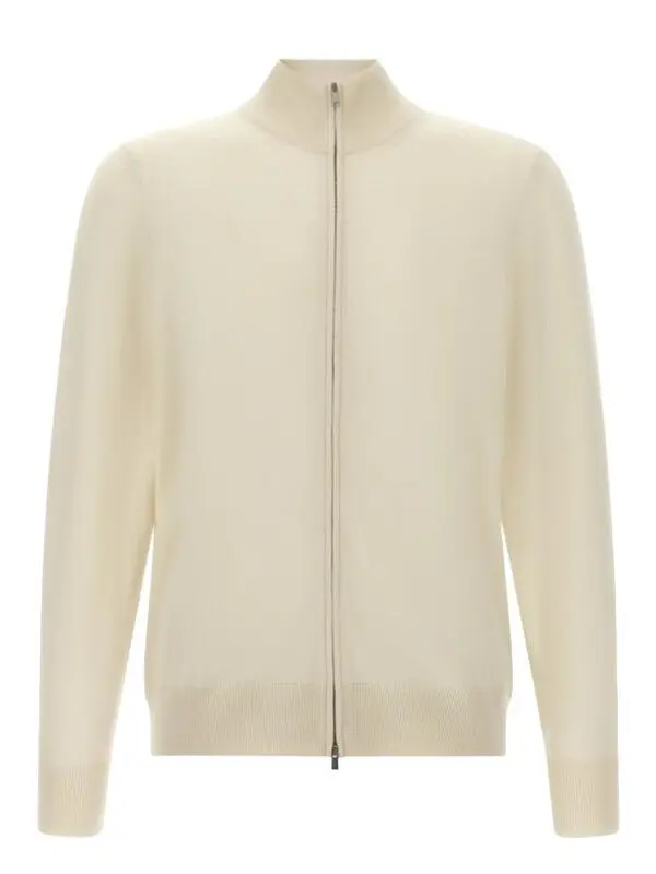 Hugo Boss Zip-up High Neck Cardigan - White