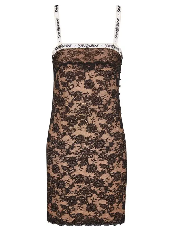 Saint Laurent Lace Slip Dress - Black