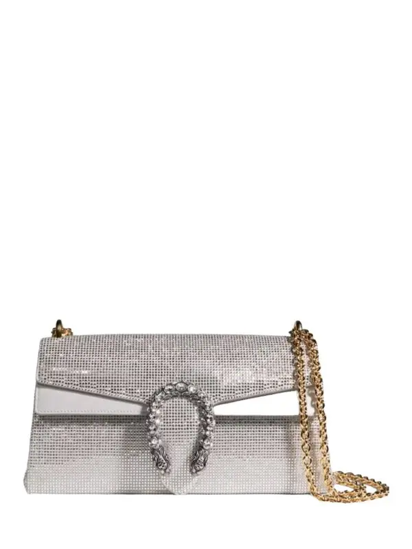 Gucci Dionysus Crystal Medium Shoulder Bag - Silver