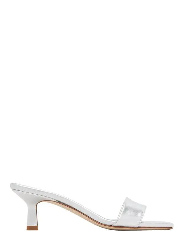 AeydĒ Gilly Square Toe Kitten Heel Sandals - Silver