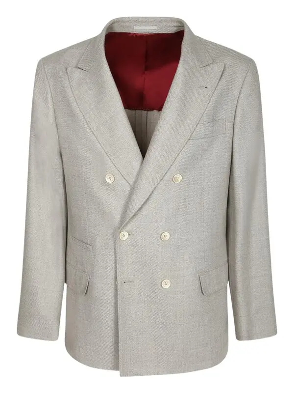 Brunello Cucinelli Long-sleeve Blazer With Lapel Collar - Gray