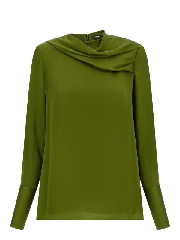 TOM FORD Draped Collar Blouse - Green