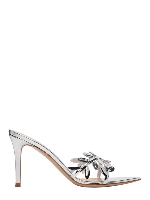 GIANVITO ROSSI Flavia Floral Strappy Stiletto Sandals - Silver