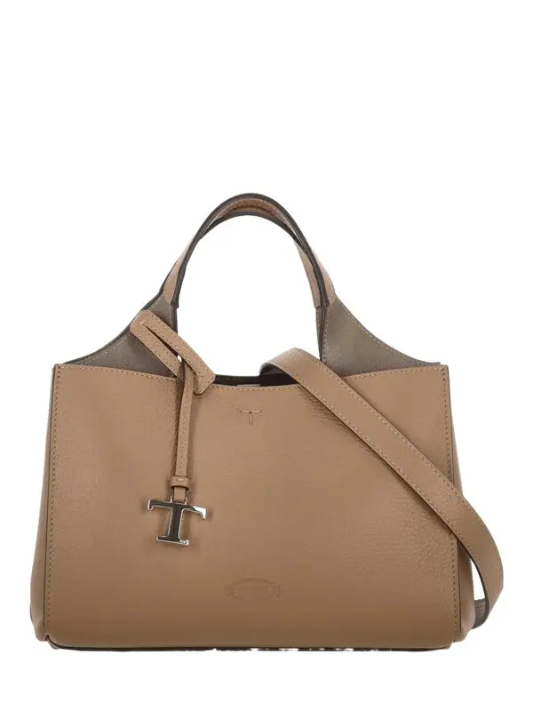 TOD'S Medium Shoulder Bag With T Timeless Pendant - Beige