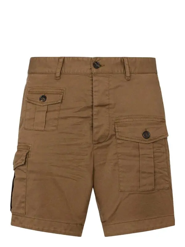 Dsquared2 Cargo Shorts With Distressed Finish And Logo Plaque - Brown