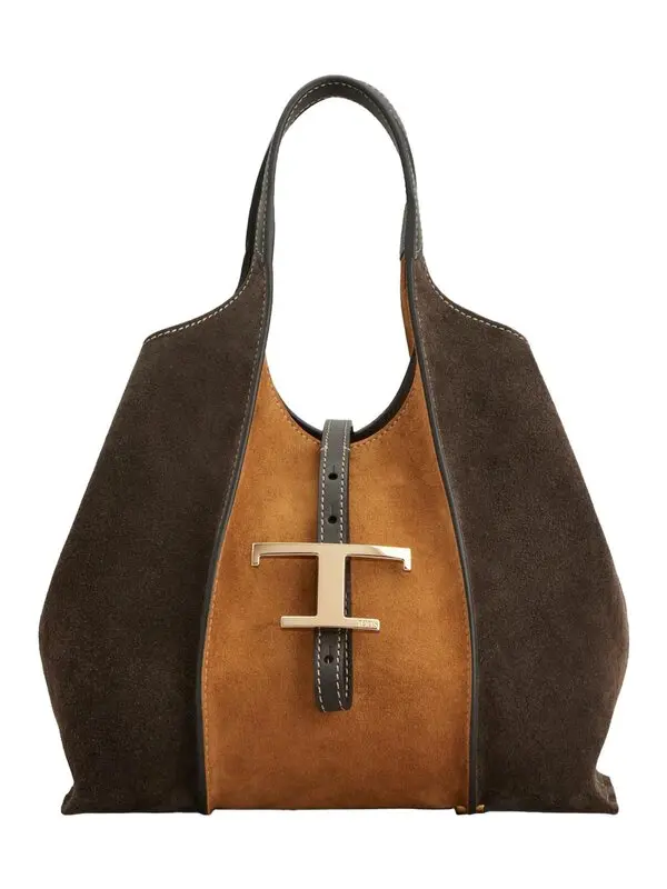TOD'S Double-handle Shoulder Bag With T Timeless Pendant - Brown