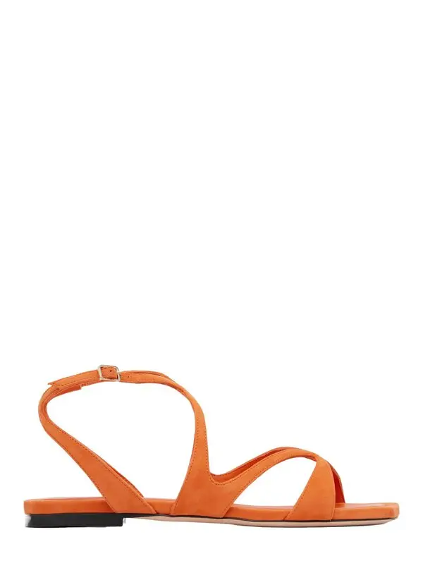 JIMMY CHOO Ayla Flat Sandals With Elastic Ankle Strap - Sunset Orange