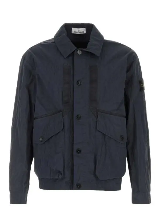 Stone Island Logo Patch Jacket - Blue
