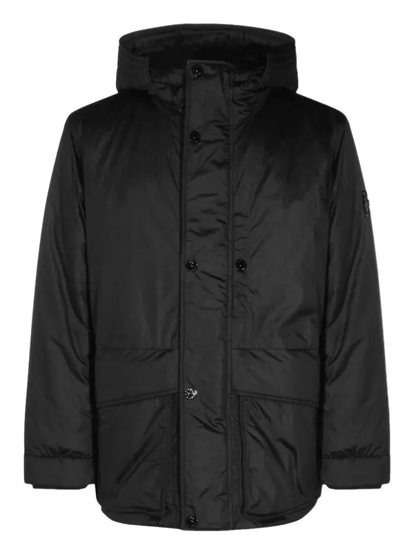 Stone Island Long Sleeve Hooded Padded Jacket - Black