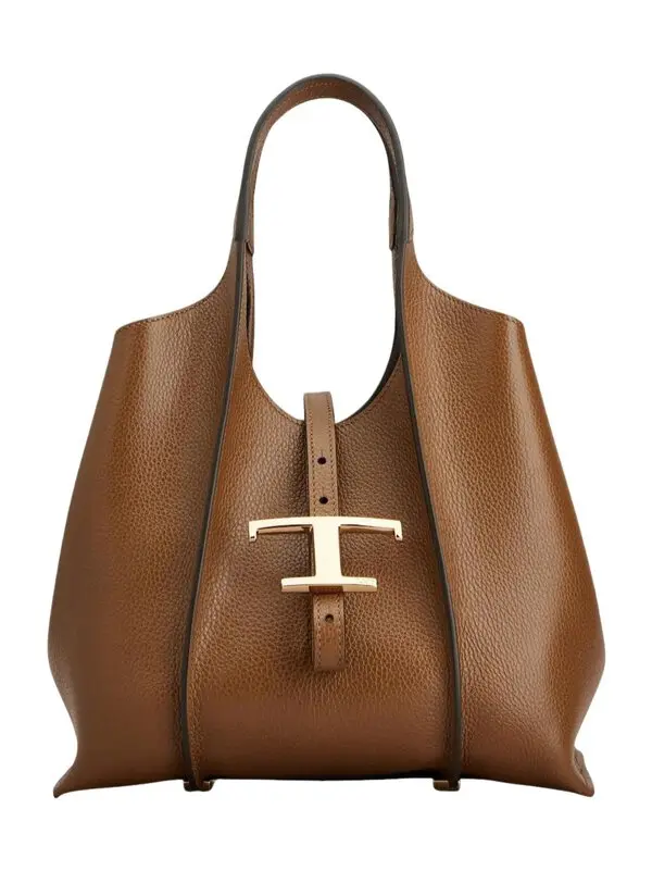 TOD'S Timeless Shopping Bag In Leather Mini - Brown