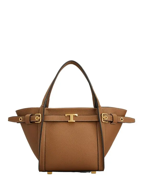 TOD'S T Signature Leather Tote Bag - Brown