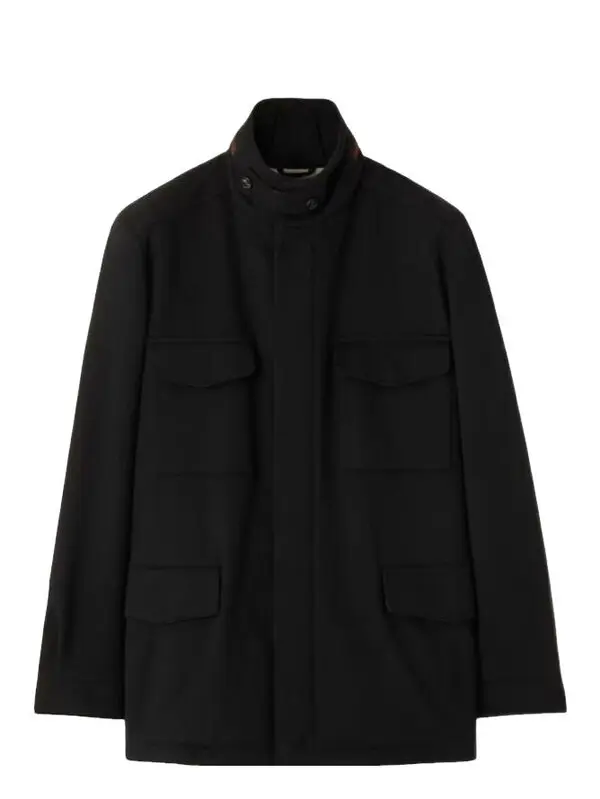 Loro Piana Traveller Field Jacket With Stand Collar And Suede Accents - Black