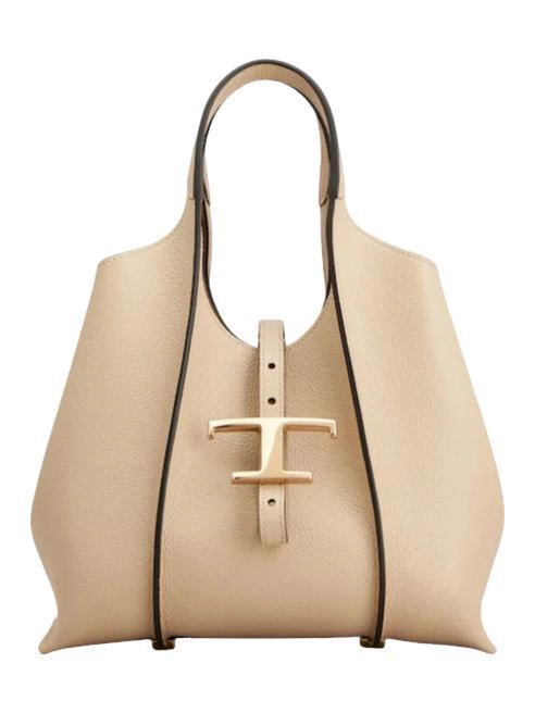 TOD'S Timeless Shopping Bag In Leather Mini - Beige