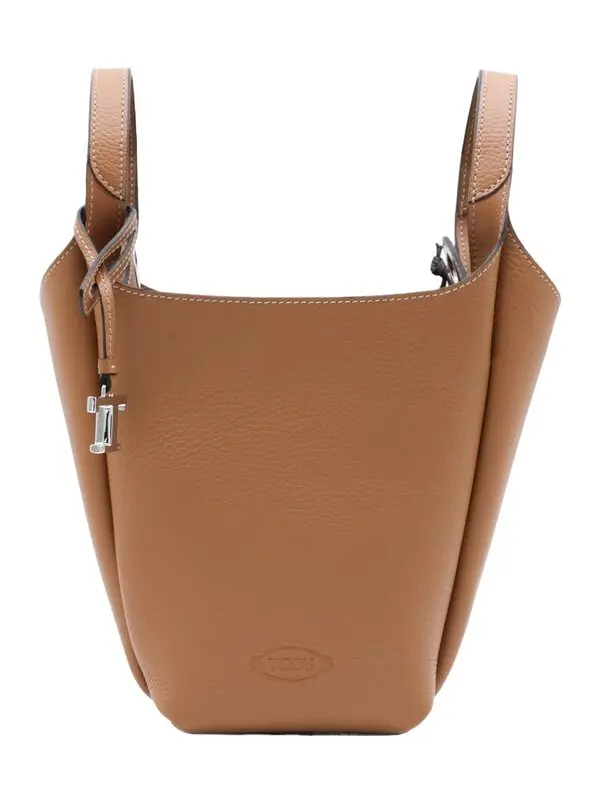 TOD'S Embossed Logo Bucket Bag - Brown