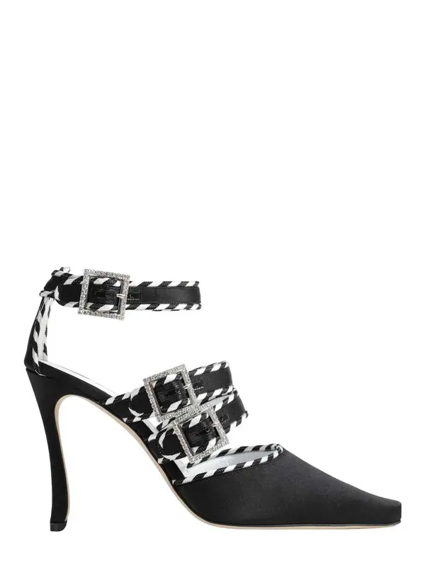 Manolo Blahnik Pointed-toe High-heeled Boots With Straps And Buckles - Black