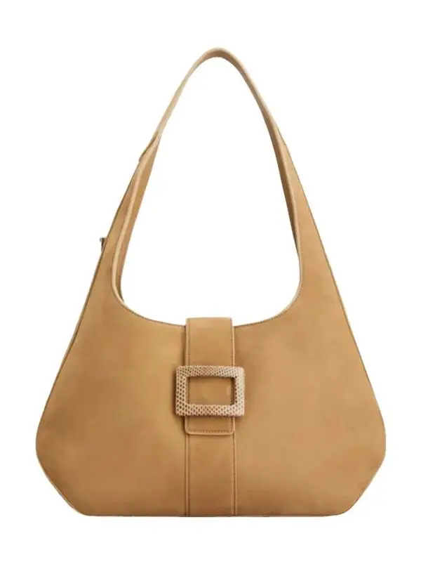 ROGER VIVIER Belle Vivier Small Hobo Bag In Suede - Camel