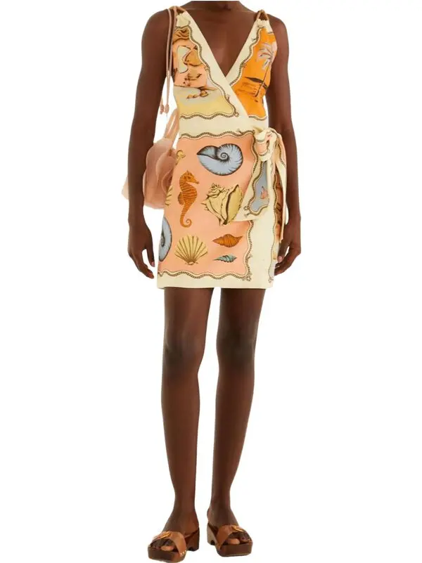 Farm Rio Multicolor Souvenir Rope Straps Mini Dress - Brown
