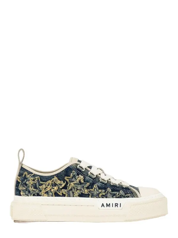Amiri Star Appliqué Denim Court Low Top Sneakers - Blue