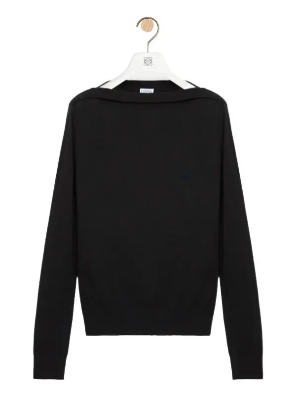 Loewe Merino Wool Sweater With Anagram Embroidery - Black