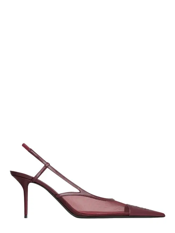 Saint Laurent Renee Mesh Slingback High Heels - Red