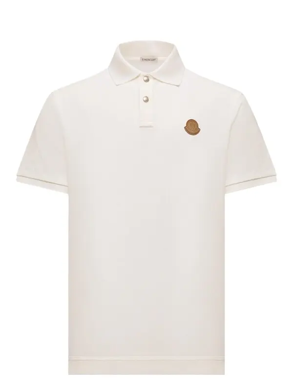 Moncler Logo Patch Cotton Piquet Polo Shirt - White