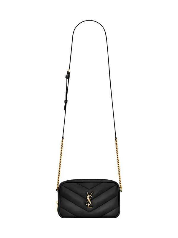 Saint Laurent Loulou Mini Camera Bag In Lambskin - Black