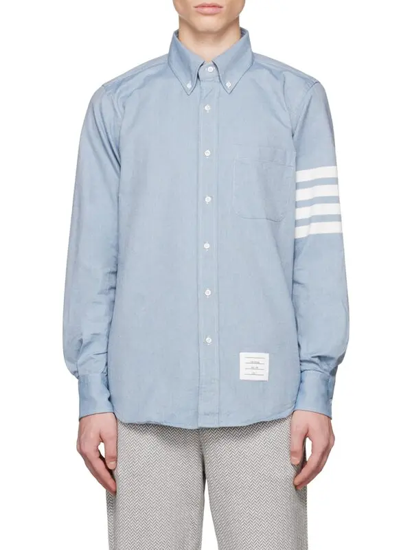 Thom Browne 4-bar Long-sleeve Shirt - Blue