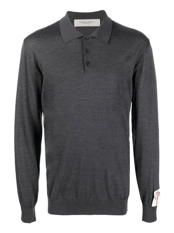 GOLDEN GOOSE Logo Patch Polo Shirt - Black